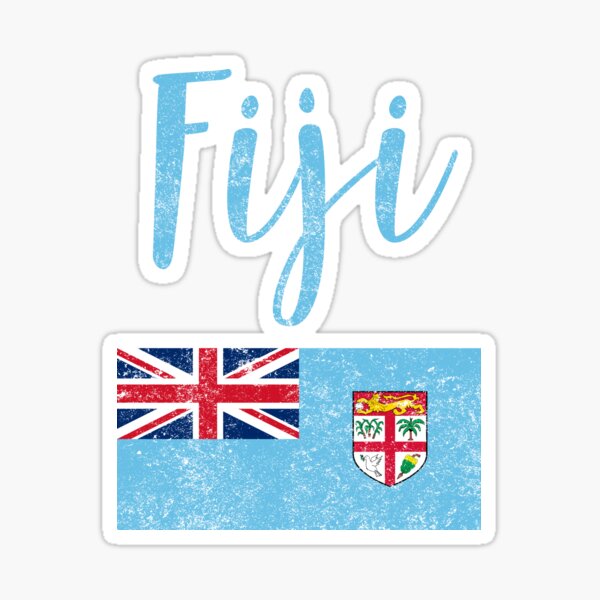 "Fiji Flag Vintage Handwriting Style" Sticker by TrevelyanPrints ...
