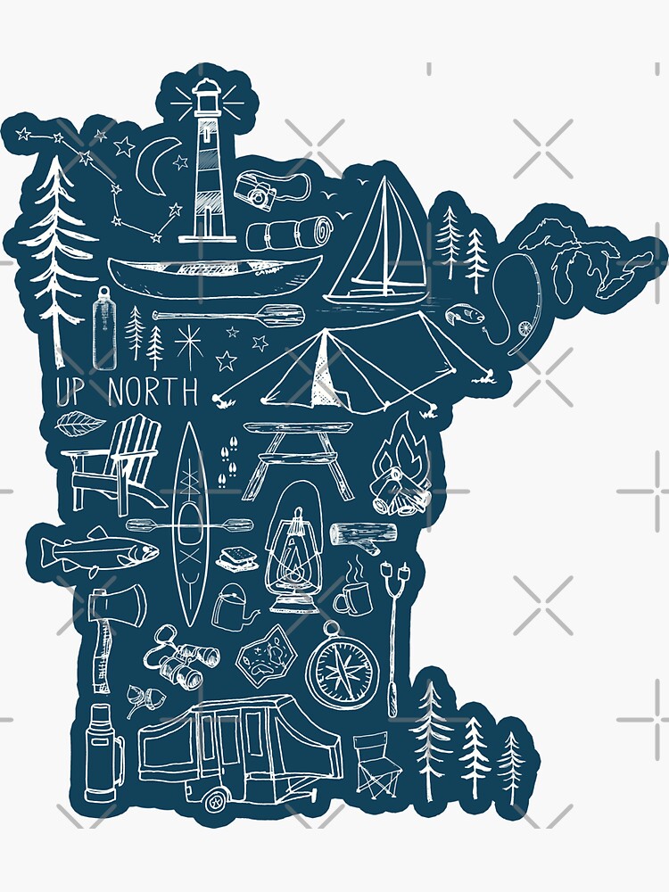 "Minnesota Outdoor Collection" Sticker for Sale by GreatLakesLocal ...
