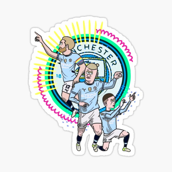 "Haaland, Foden, De Bruyne 2024/25" Sticker for Sale by Drifting-Dosei ...