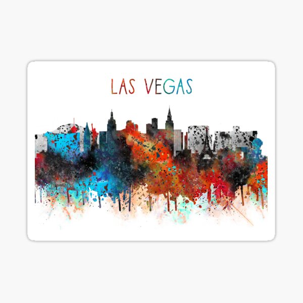 "Las Vegas, Las Vegas skylin, Nevada, watercolor Las Vegas" Sticker for ...
