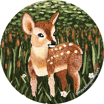 "Fawn Sticker" Sticker for Sale by MadelinNeweyArt | Redbubble