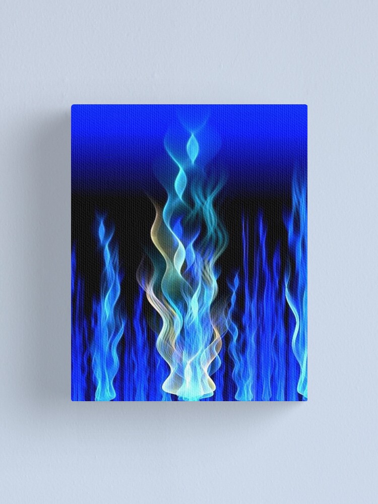"Blue Flames Neon" Canvas Print by leen12 | Redbubble