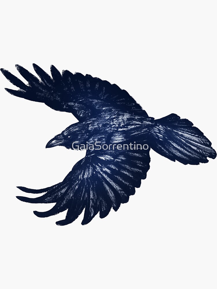 "Flying Raven" Sticker by GaiaSorrentino | Redbubble