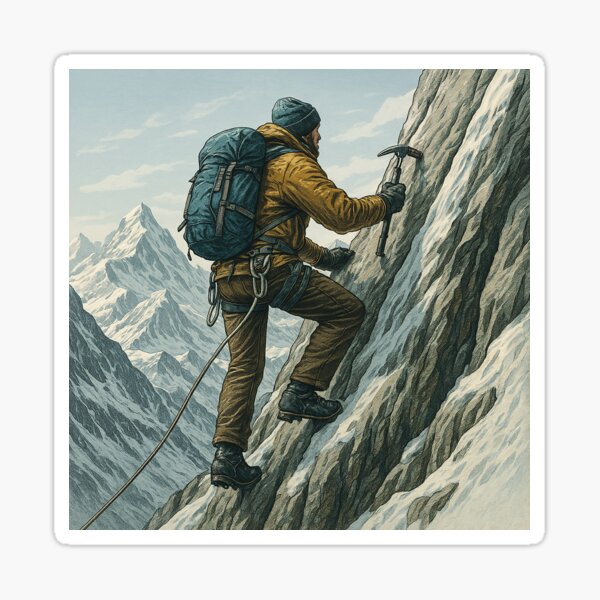 "Mountain Climber - The Ascent to the Peak" Sticker for Sale by Mateza ...