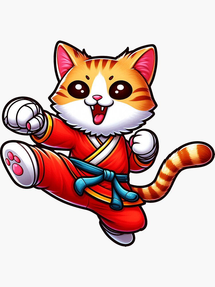 "Karate Kitty - Cute Martial Arts Cat Design" Sticker for Sale by ...