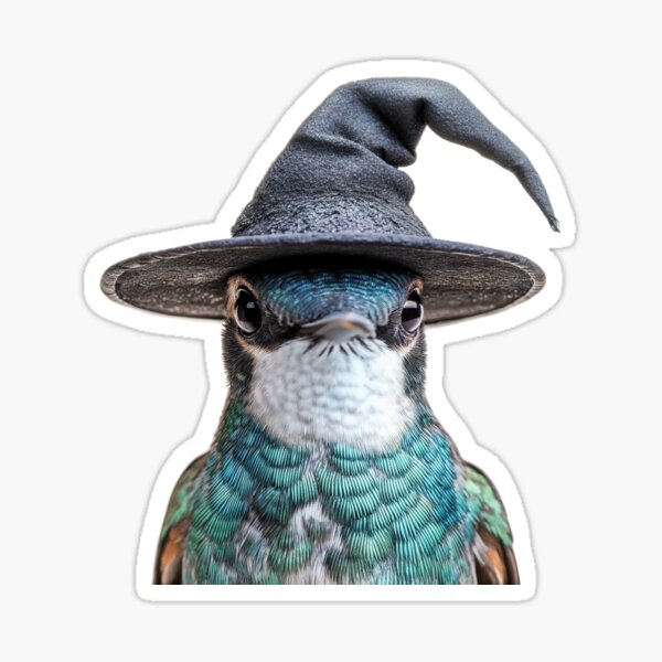 "Bee Hummingbird Wearing Halloween Witch Hat" Sticker for Sale by ...