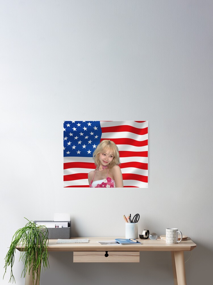 "Kpop Le Sserafim Chaewon American Flag Chaewon USA Flag Kpop Funny design!" Poster for Sale by ...
