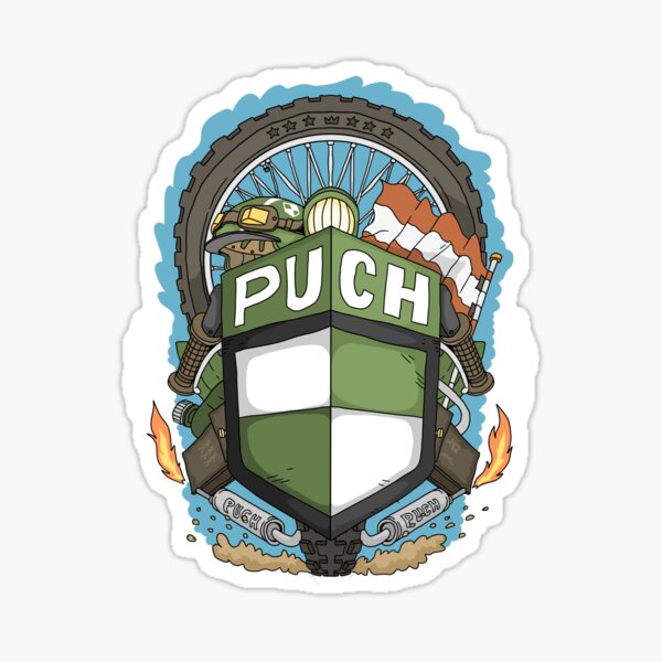"Puch motorcycles, vintage emblem." Sticker for Sale by jjartanddrawing ...