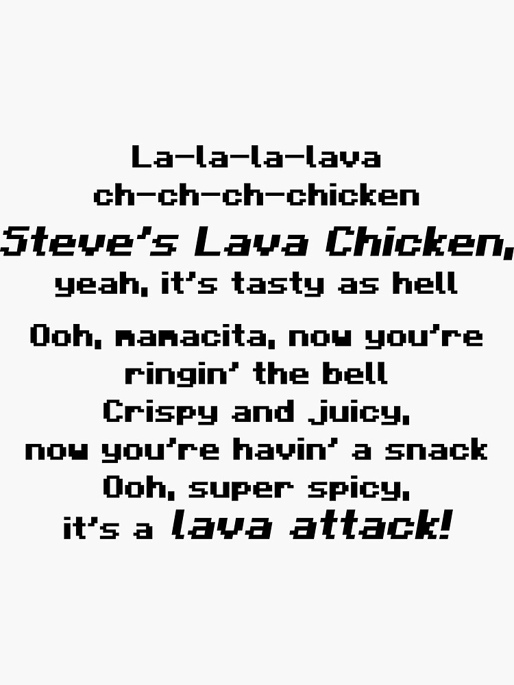 "Lava Chicken Lyrics – Spicy Pixel Style" Sticker by felixpauli | Redbubble