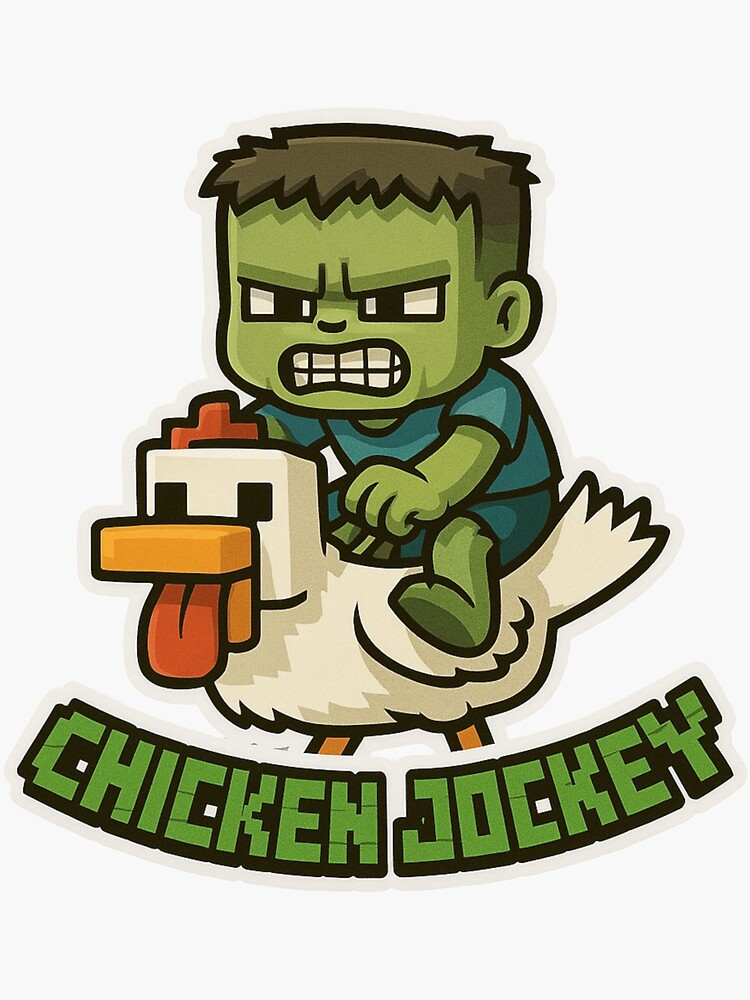 "MINECRAFT CHICKEN JOCKEY" Sticker for Sale by DRW15 | Redbubble