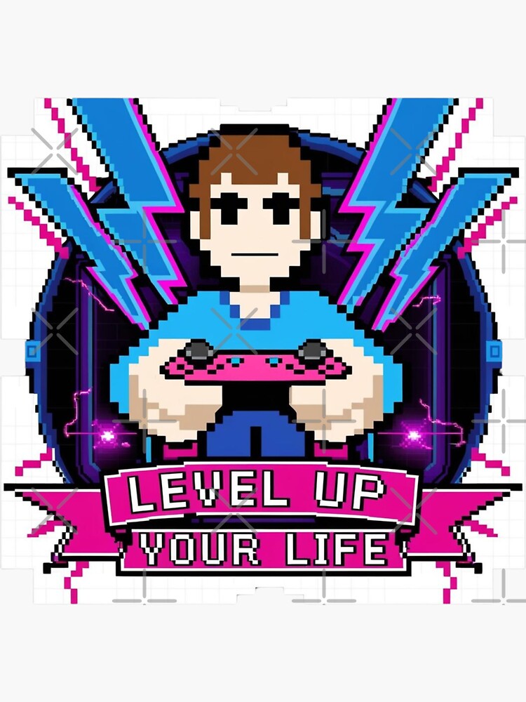 "Level Up Retro Gamer" Sticker by Osalass | Redbubble
