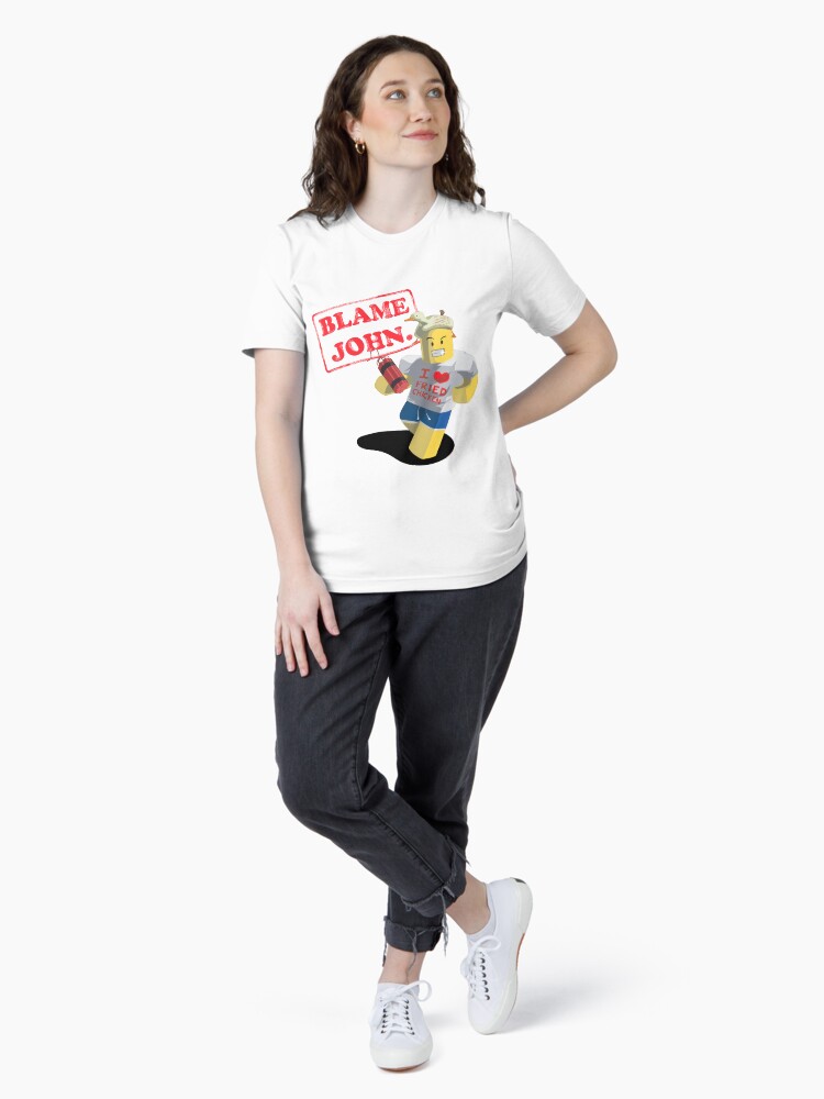"Blame John Meme Roblox" Essential T-Shirt for Sale by DanielleBestOne ...