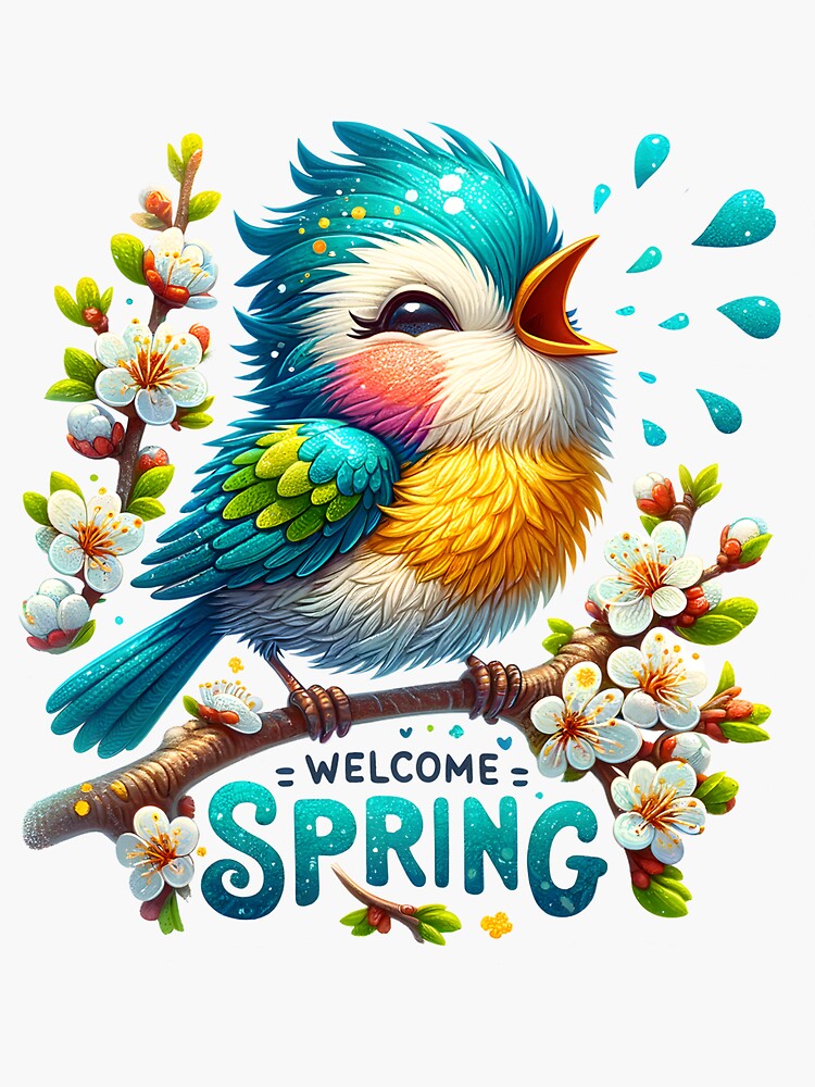 "Welcome Spring bird sublimation" Sticker for Sale by Eiwaprints ...