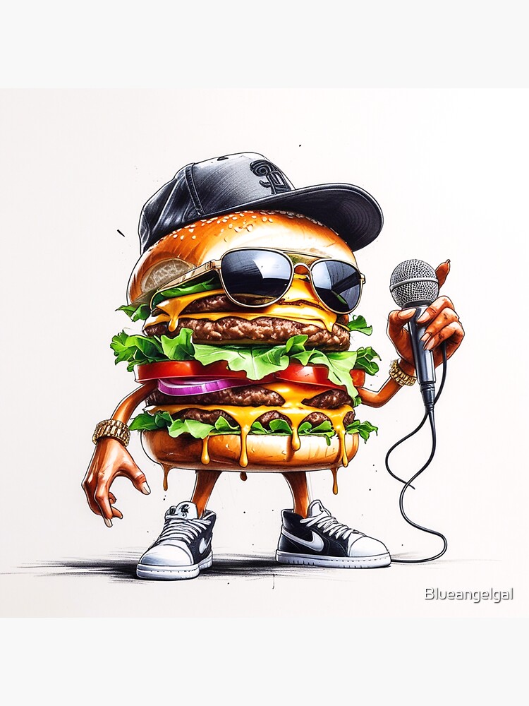 "Cool Rapper Cheeseburger – Funny Hip Hop Fast Food Character – Cute ...