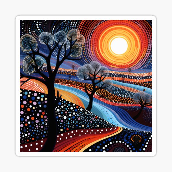 "Aboriginal Authentic Art - Virgin Sunset" Sticker for Sale by ...