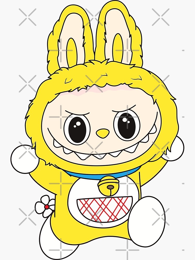 "Labubu as Doraemon: A Kawaii and Surprising Crossover" Sticker by ...