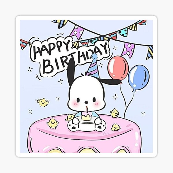 "Pochacco Happy Birthday" Sticker by loveiscosmic | Redbubble