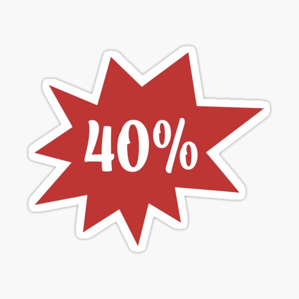 "40% off products" Sticker by Wolagno | Redbubble