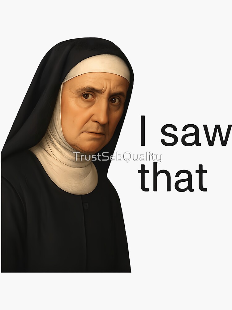 "I Saw That Stern Nun Meme" Sticker for Sale by TrustSebQuality | Redbubble