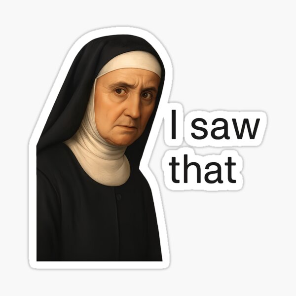 "I Saw That Stern Nun Meme" Sticker for Sale by TrustSebQuality | Redbubble