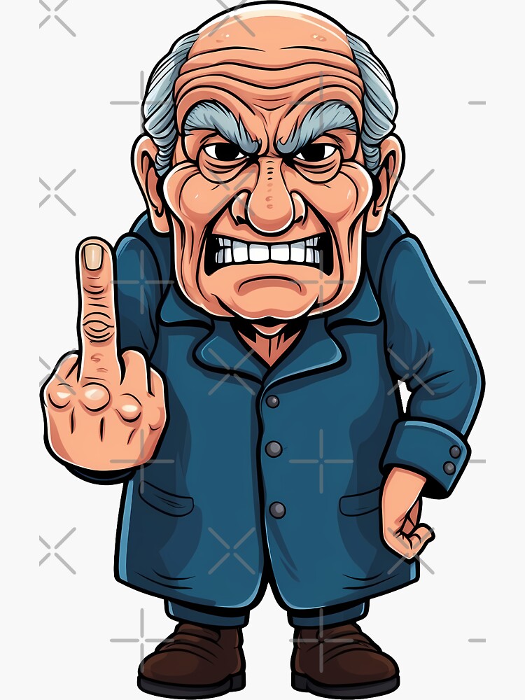 "grandpa middle finger" Sticker by HolaJosephina | Redbubble