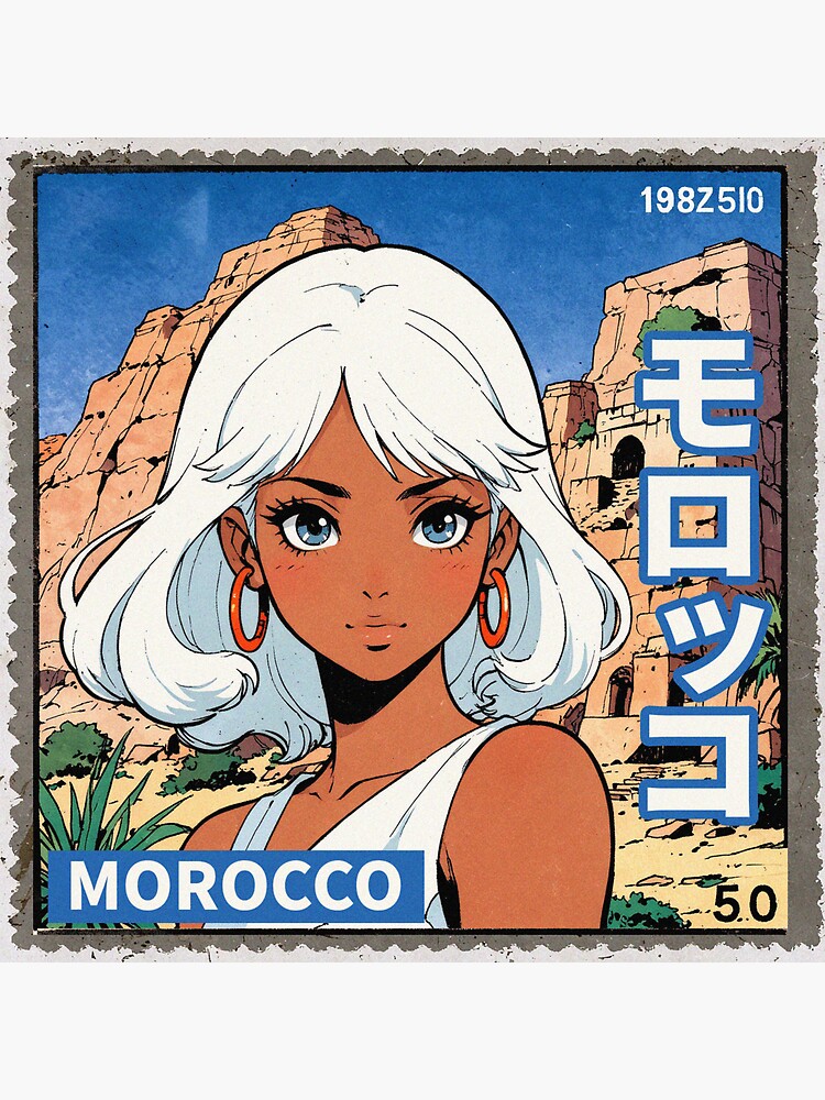 "Morocco Country White Haired Anime Girl 80s Retro Aesthetic Vintage ...