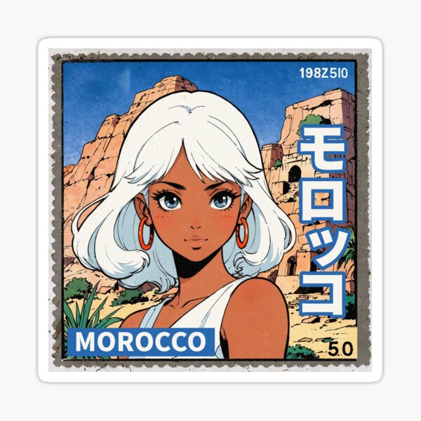 "Morocco Country White Haired Anime Girl 80s Retro Aesthetic Vintage ...