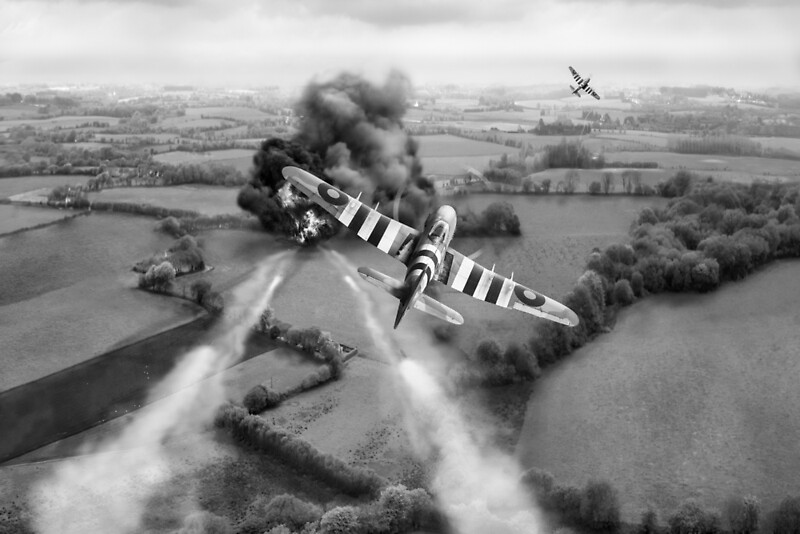 "Hawker Typhoon rocket attack B&W version" by Gary Eason Flight ...