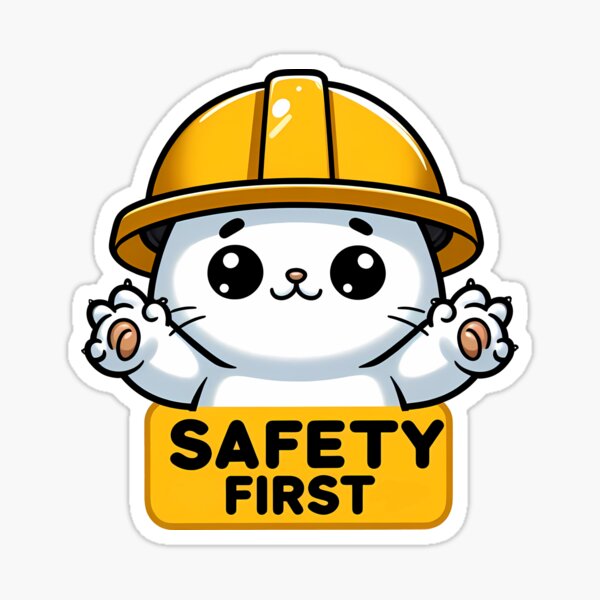 "Safety First Cat" Sticker for Sale by olegsh7 | Redbubble