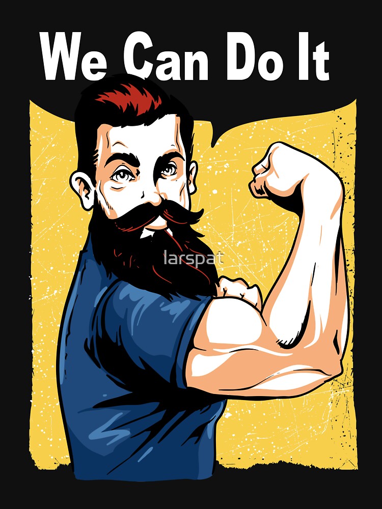 "We Can Do It Funny Bearded Muscle Man T-Shirt Gift: "We Can Do It ...