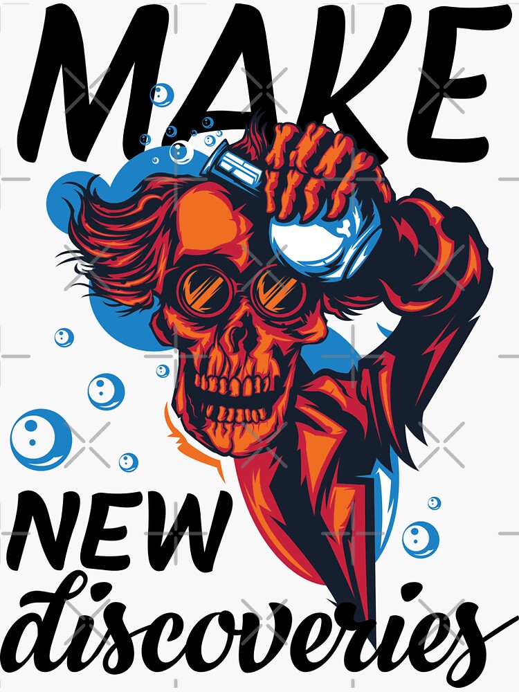 "Skull Lab Discovery" Sticker for Sale by CampCreative3 | Redbubble