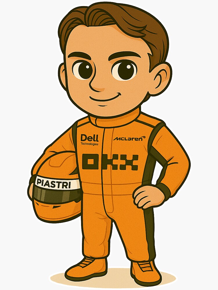 "Oscar Piastri Chibi Design – McLaren F1 Style for Stickers" Sticker ...