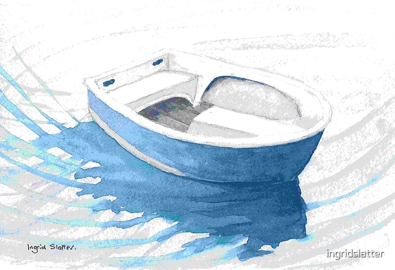 "Little blue boat" by ingridslatter | Redbubble