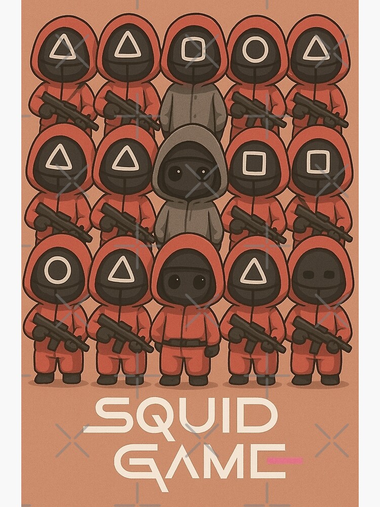 "Chibi Squid Game Poster – Cute K-Drama Red Guard & Front Man ...