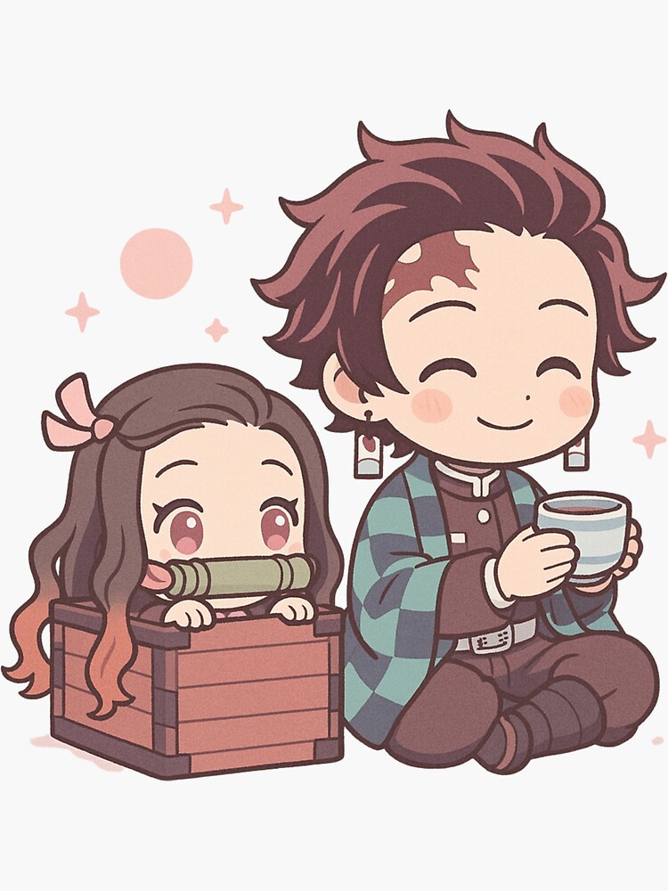 ""Tanjiro’s Tea Time – Chibi Style"" Sticker for Sale by ColorSplash123 ...