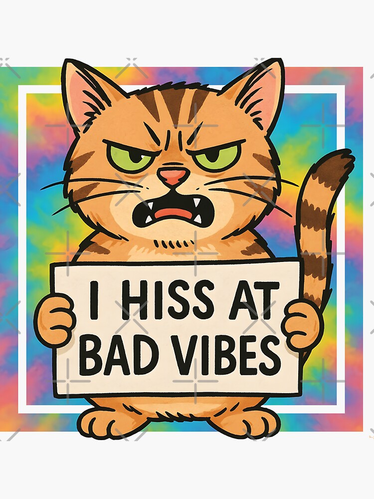 "Funny Cat Quote - I Hiss at Bad Vibes - Cute Grumpy Kitty Anti-Stress ...
