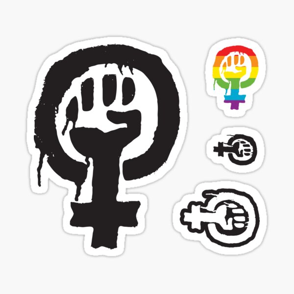 "Raised Fist Radical Feminist feminism symbol LGBT black on white ...