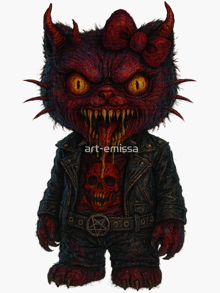 "Hello, sinister kitty" Sticker by art-emissa | Redbubble