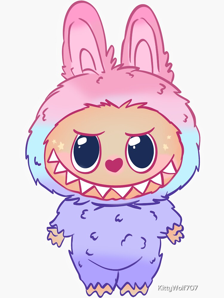 "Cotton Candy Labubu " Sticker for Sale by KittyWolf707 | Redbubble