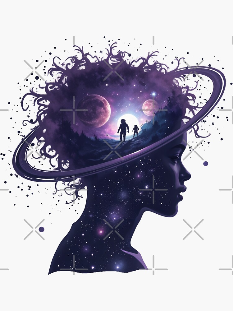 "Cosmic Mindscape - Astronauts in the Galaxy Silhouette" Sticker by ...