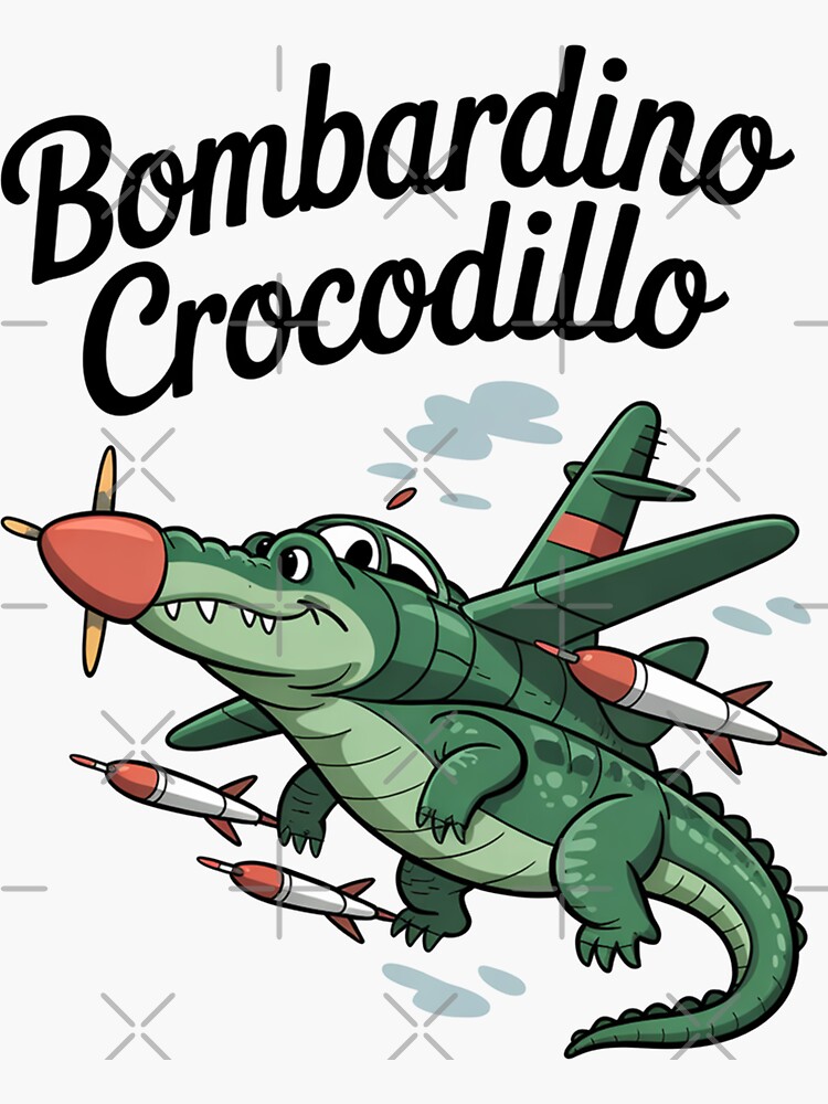 "Bombardino Crocodillo Italian Cartoonish Brainrot" Sticker for Sale by ...
