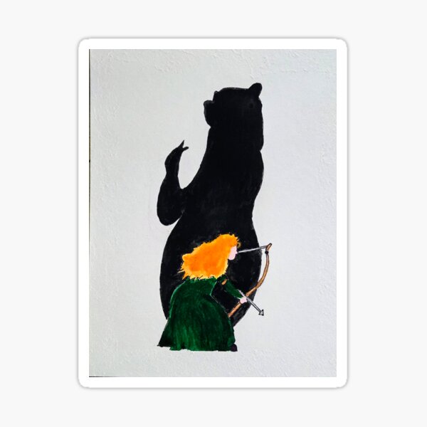 "Merida and her mother, Queen Elinor /Mor'du from Brave" Sticker for ...