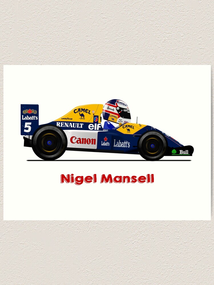 "Formula 1 - Nigel Mansell cartoon - Williams FW14B" Art Print by Car ...