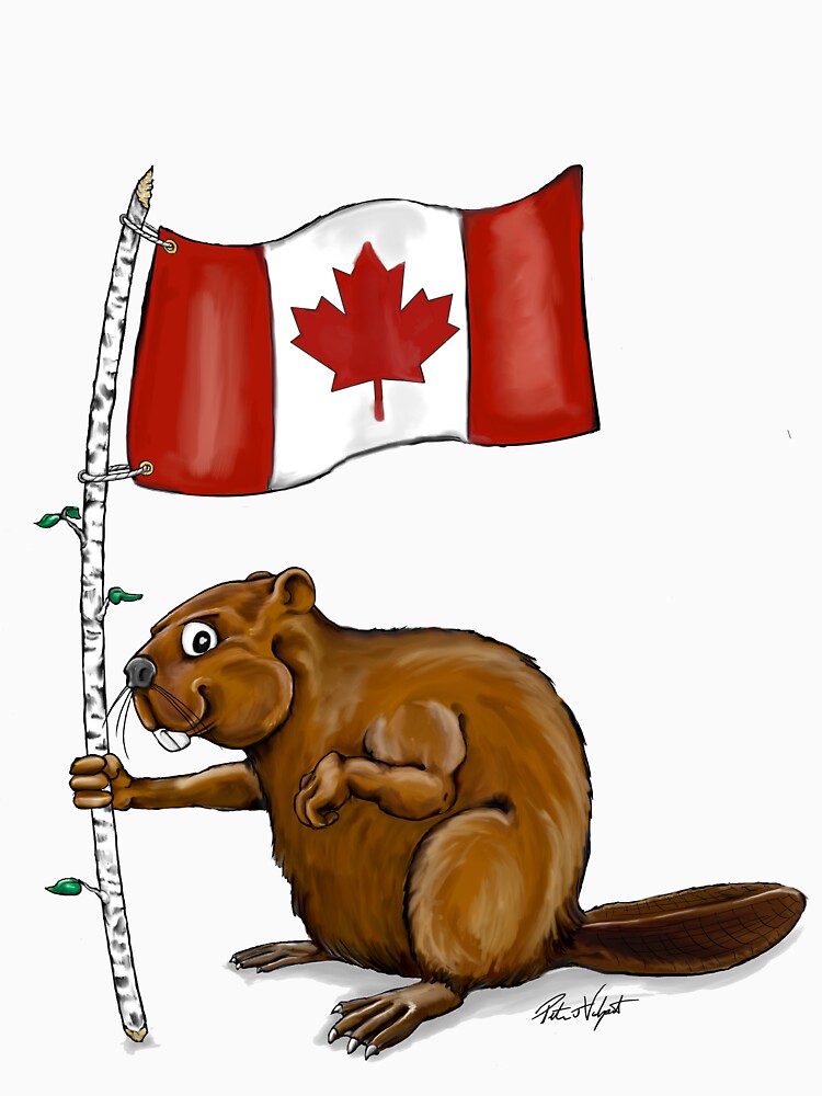 " Beaver with Canadian Flag" T-shirt for Sale by Cowpuzzle | Redbubble ...