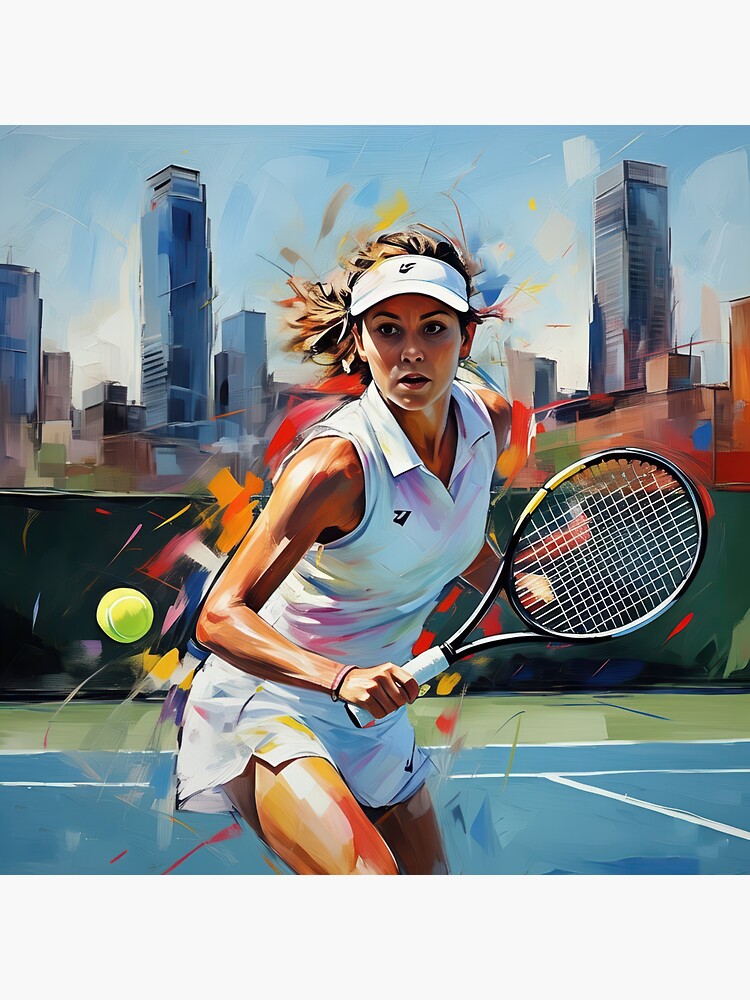 "Woman Tennis Player" Sticker for Sale by RickGoulet | Redbubble