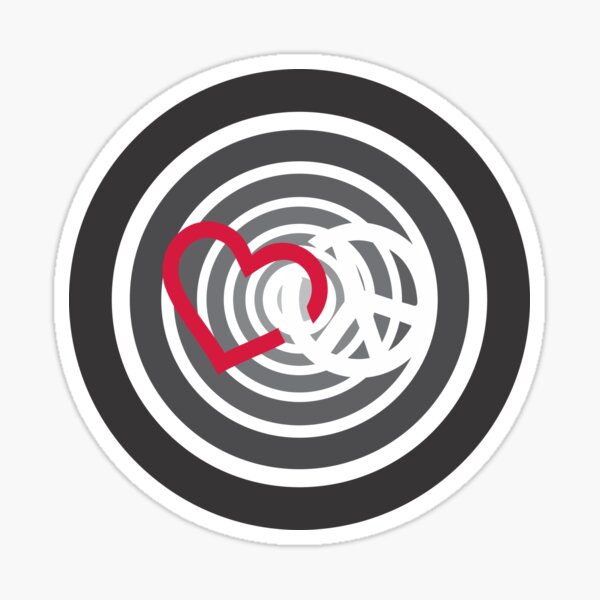 "SYMBOLS OF LOVE AND PEACE / MINIMALISTS UNITED INTERTWINED" Sticker by ...