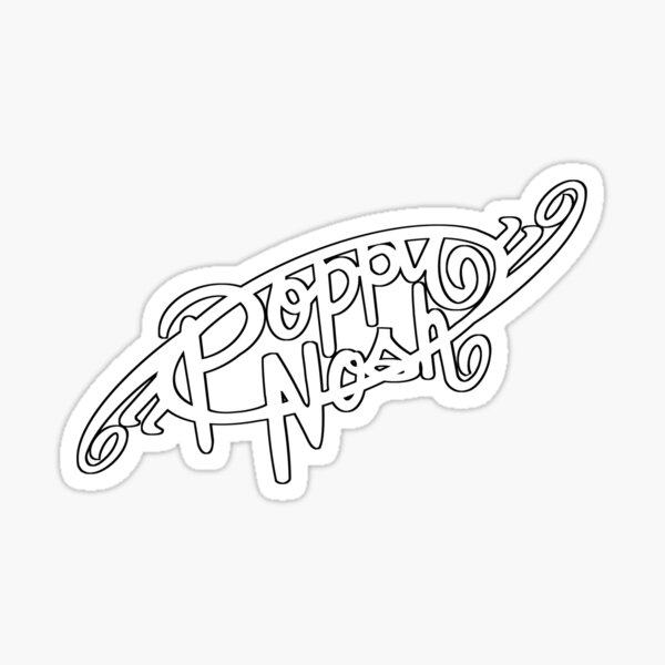 "Poppy Nosh Logo 1 White Letters With Black Border" Sticker for Sale by ...