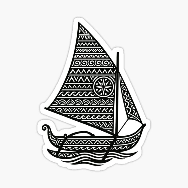"Polynesian Waka – Tribal Canoe with Patterned Sail" Sticker for Sale ...