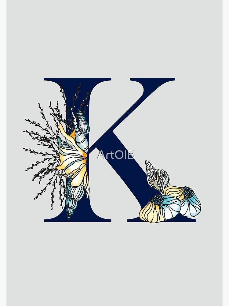 "Letter K - Navy uppercase Alphabet, sea life, seashells, ocean ...
