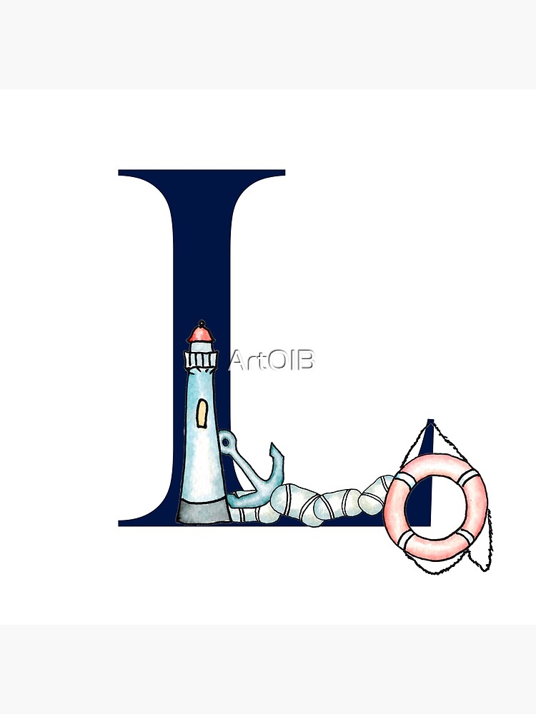 "Letter L - Navy uppercase Alphabet, sea life, seashells, ocean ...